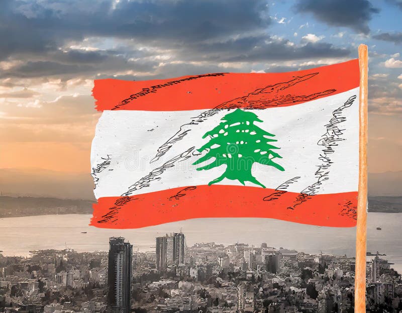 Lebanon Flag Waving on the Wind Stock Illustration - Illustration of ...
