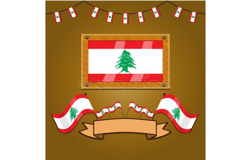 Lebanon Flags on Frame Wood, Label Stock Vector - Illustration of ...