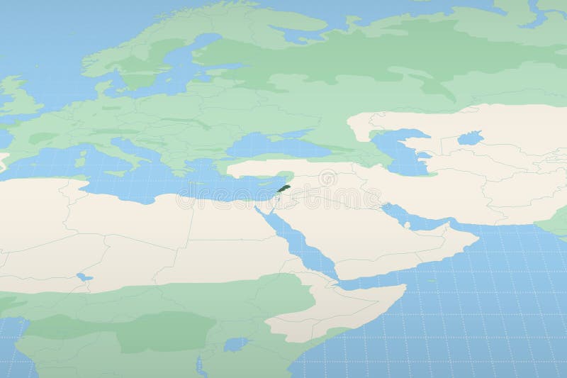 Lebanon Highlighted on a Detailed Map, Geographic Location of Lebanon ...