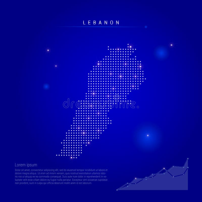 Glowing Map of Lebanon, Modern Blue Outline Map Stock Illustration ...