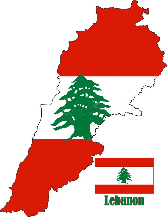 Lebanon Map and Flag Illustration Vector Stock Vector - Illustration of ...