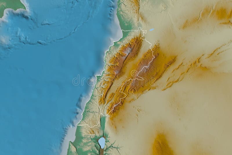 Lebanon outlined. Relief stock illustration. Illustration of asia ...