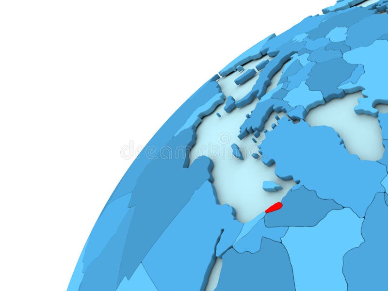 Lebanon in Red on Blue Globe Stock Illustration - Illustration of asia ...