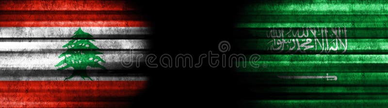 Lebanon and Saudi Arabia Flags on Black Stock Illustration ...