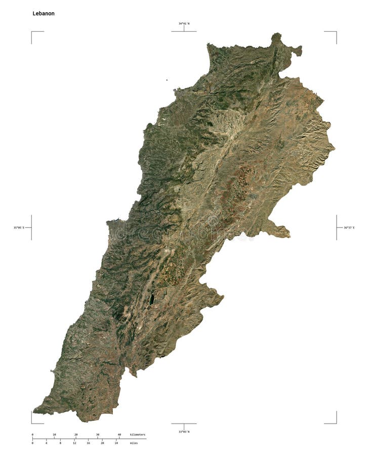 Lebanon Shape on White. High-res Satellite Stock Illustration ...