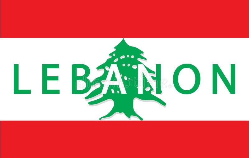 Lebanon Simple Vector Flag with Text in Front Stock Vector ...