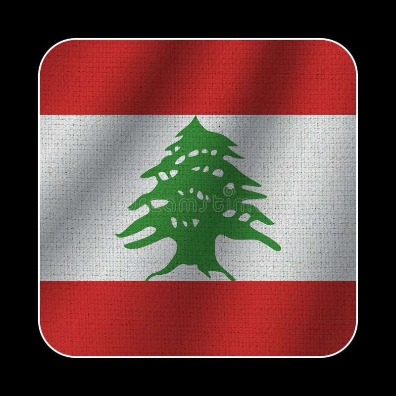 Lebanon Square Flag, Fabric Pattern Texture, Black Background, 3D ...