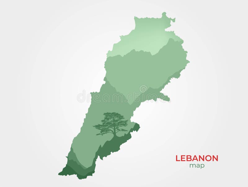 Lebanon Symbol Map with Mountains Landscape and Cedar Tree Stock Vector ...