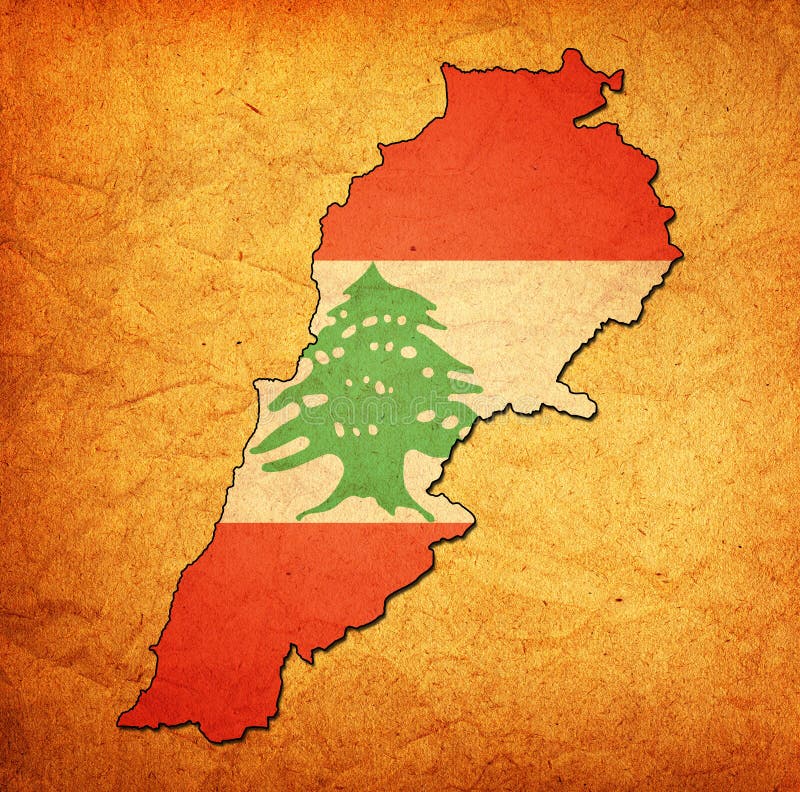 Lebanon Territory with Flag Stock Image - Image of cartography, travel ...