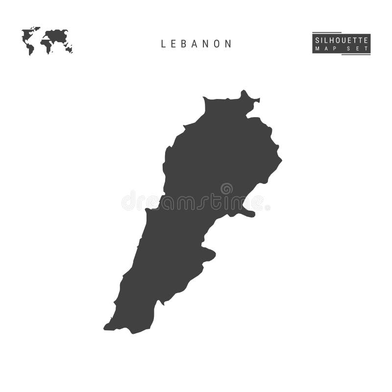 Lebanon Vector Map Isolated on White Background. High-Detailed Black ...
