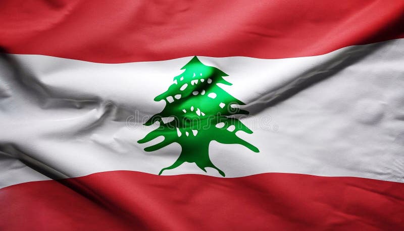 Folded Flag of Lebanon with Visible Satin Texture Stock Illustration ...