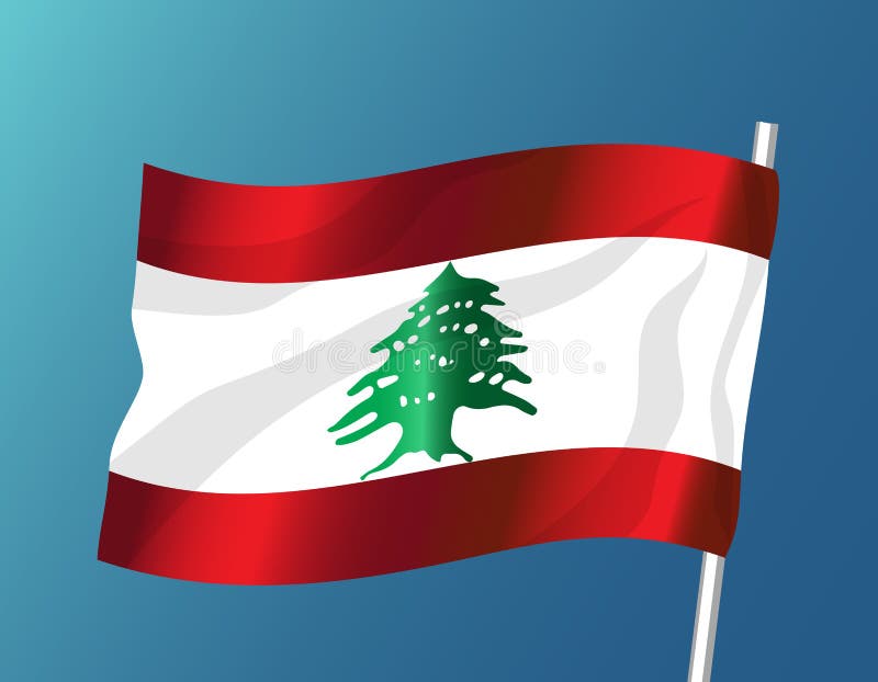 Lebanon Banner Card with Flag and Cityscape Stock Vector - Illustration ...