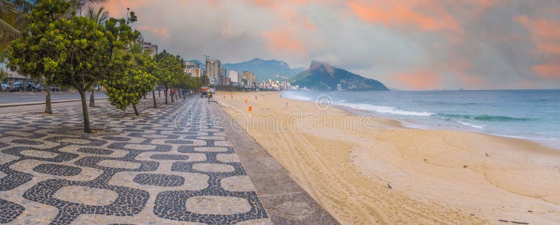 Leblon Beach in Rio De Janeiro Stock Image - Image of landmark, irmao ...