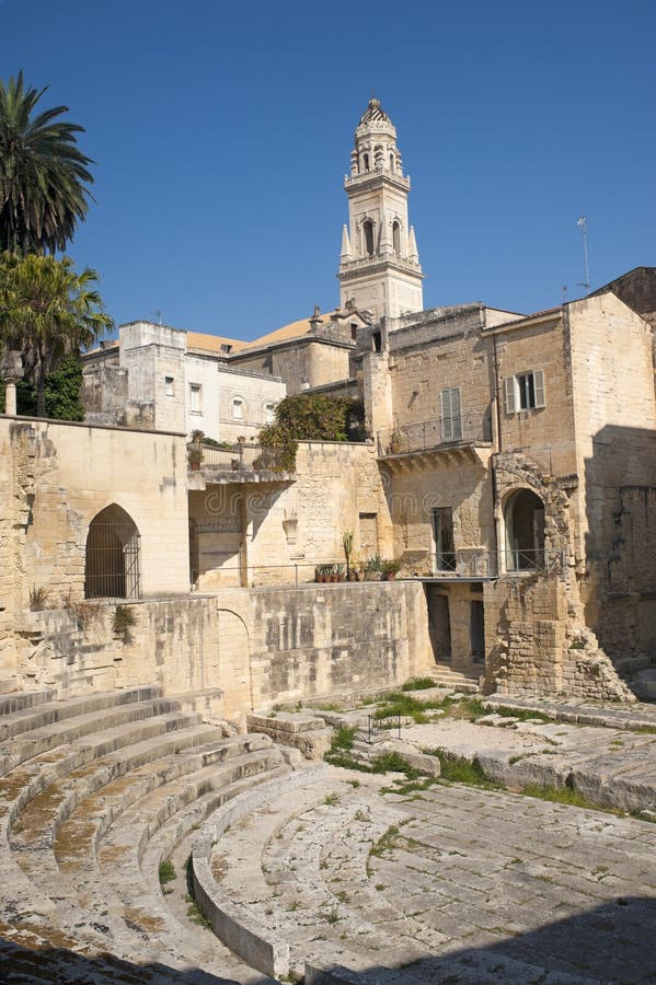Lecce (Apulia): Roman Theatre, Ruins Stock Image - Image of europe ...