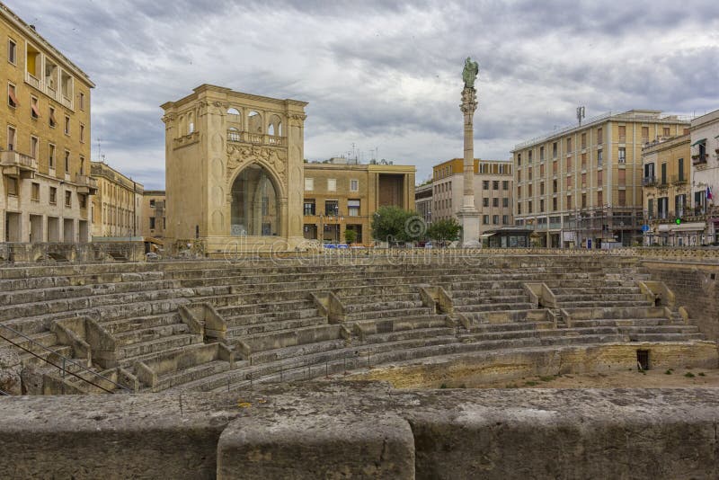 Lecce, Roman amphitheater stock image. Image of apulia - 71912663