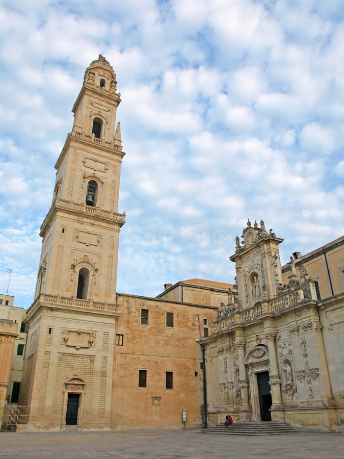 Cathedral Bell Tower on Piazza Del Duomo, Lecce Puglia, Italy Stock ...