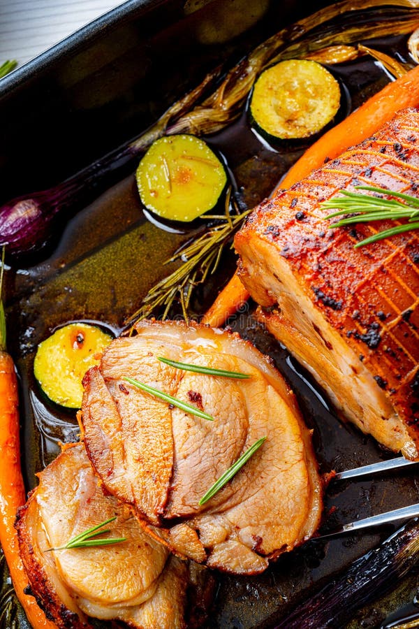 A Lecere Roll Roast with Vegetables and Herbs Stock Image - Image of ...