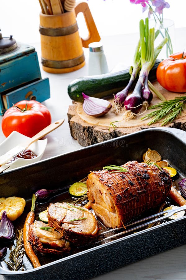 Lecere Roll Roast with Vegetables and Herbs Stock Photo - Image of herb ...