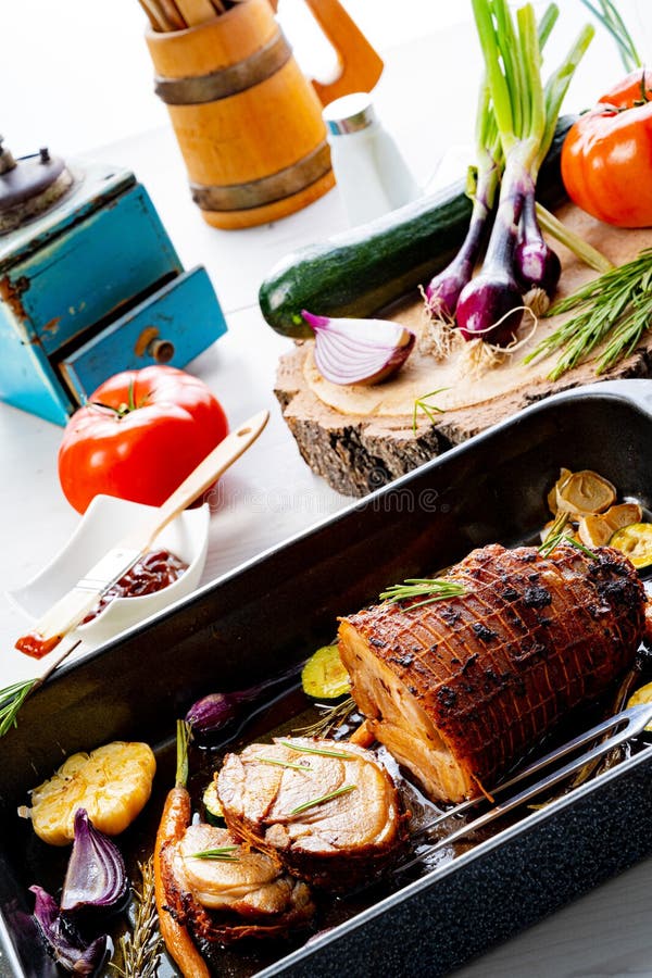 Lecere Roll Roast with Vegetables and Herbs Stock Image - Image of ...