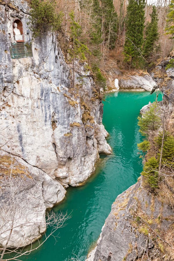 Gorge on the Lech River in Winter Time. Fussen. Germany Stock Photo ...
