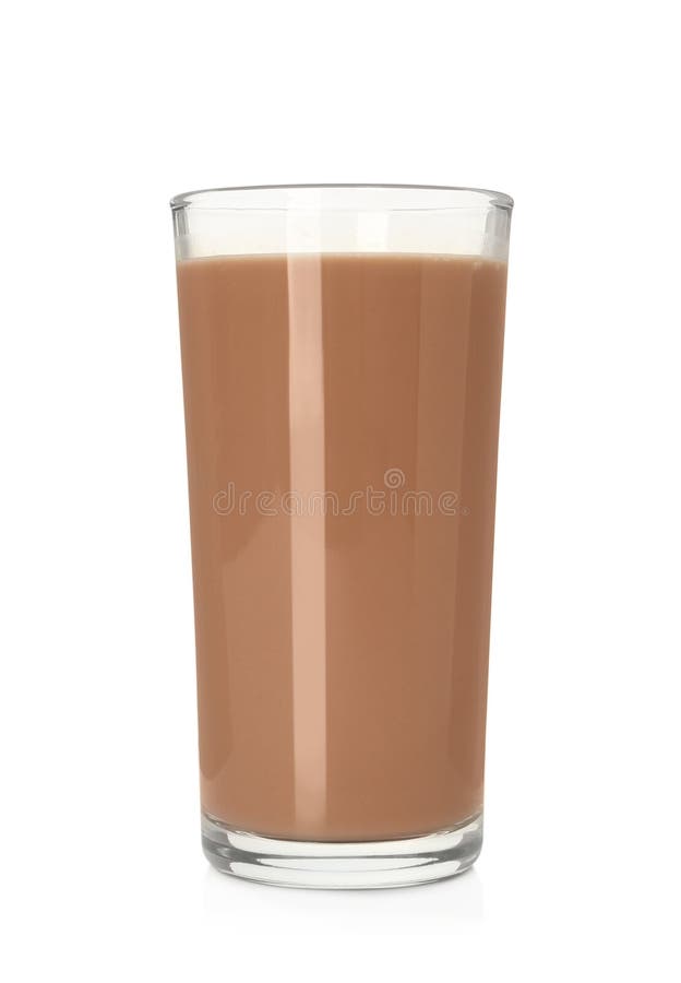Leche De Chocolate Deliciosa En Vidrio Aislado En Blanco Imagen de ...