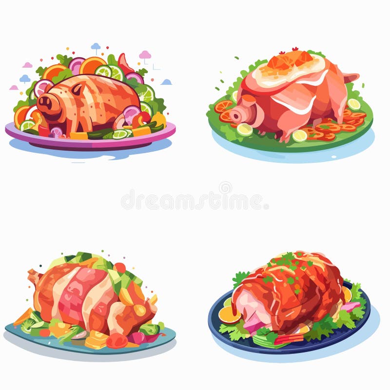 Lechon Grill Pig Meat Menu Vector Stock Illustration - Illustration of ...