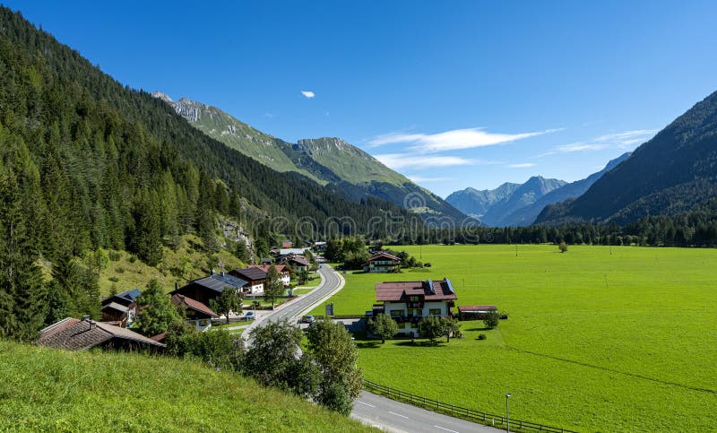 The Lechtal in Tyrol stock photo. Image of farmhouse - 222035138