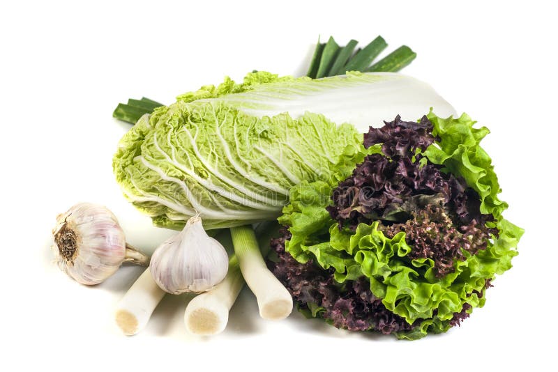 Lechuga, Col De China En El Fondo Blanco Imagen de archivo - Imagen de ...