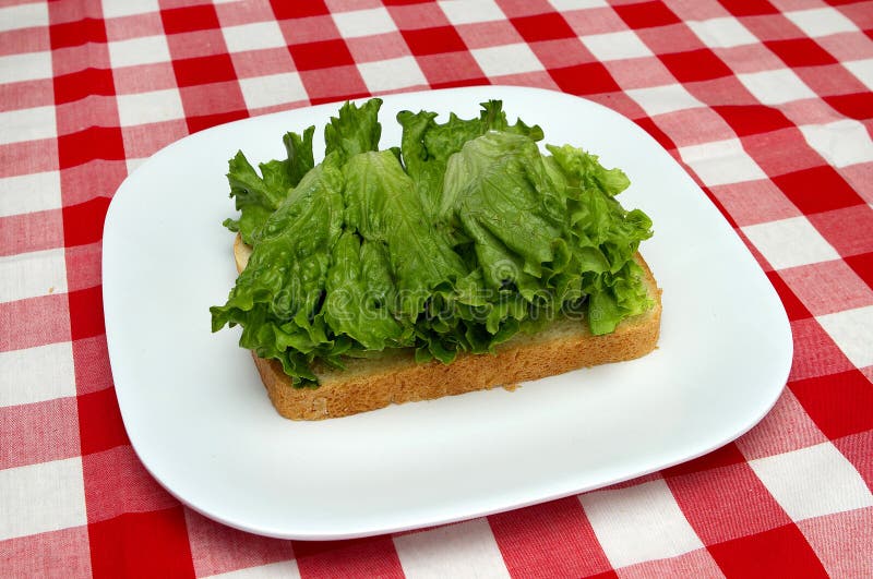 Rebanada De Pan, De Lechuga Y De Tomate Foto de archivo - Imagen de ...
