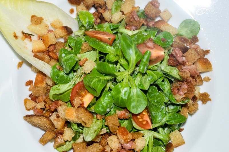 Lechuga y pan asado foto de archivo. Imagen de corte - 115493548