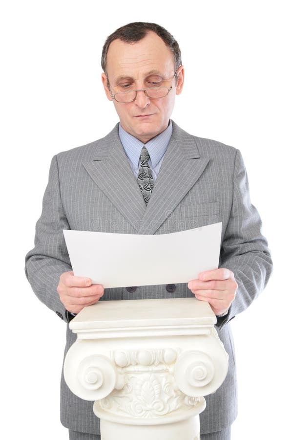 Lector at ancient column stock photo. Image of isolated - 4234008