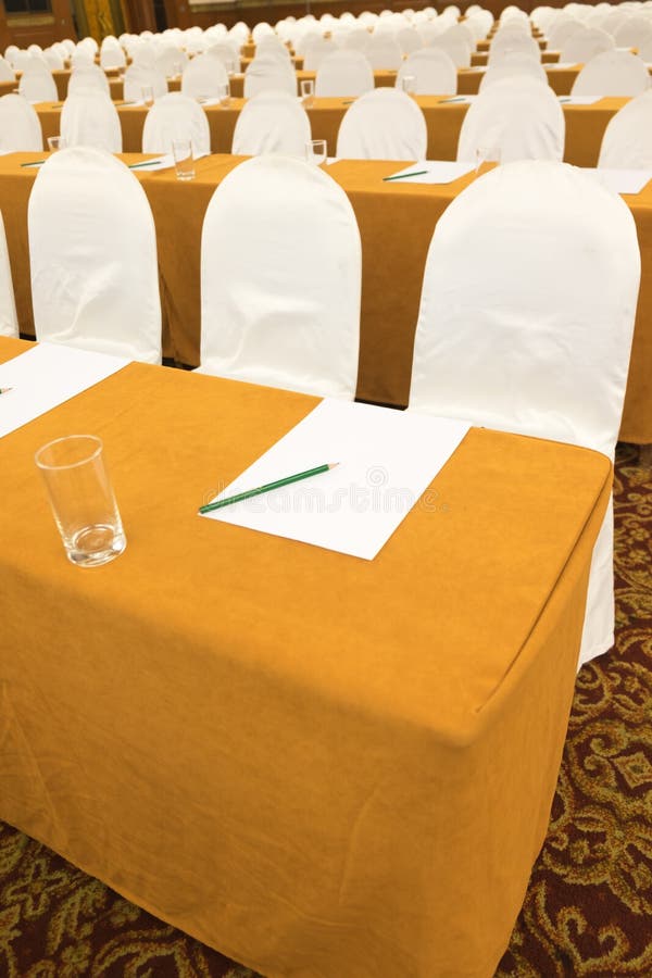 Lecture Chairs and Tables in Classroom Stock Image - Image of education ...