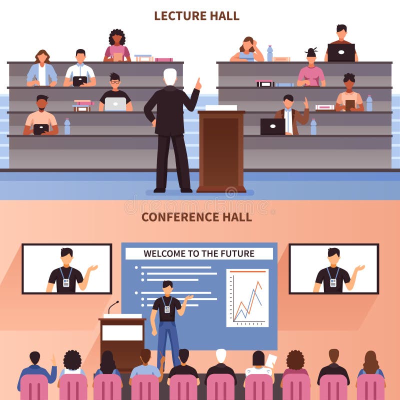 Lecture and Conference Hall Banner Set Stock Vector - Illustration of ...