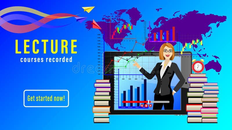 Lecture Courses recorded stock vector. Illustration of courses - 155691846