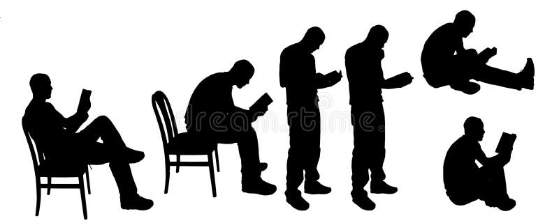 Lecture De Silhouette De Vecteur Illustration de Vecteur - Illustration ...