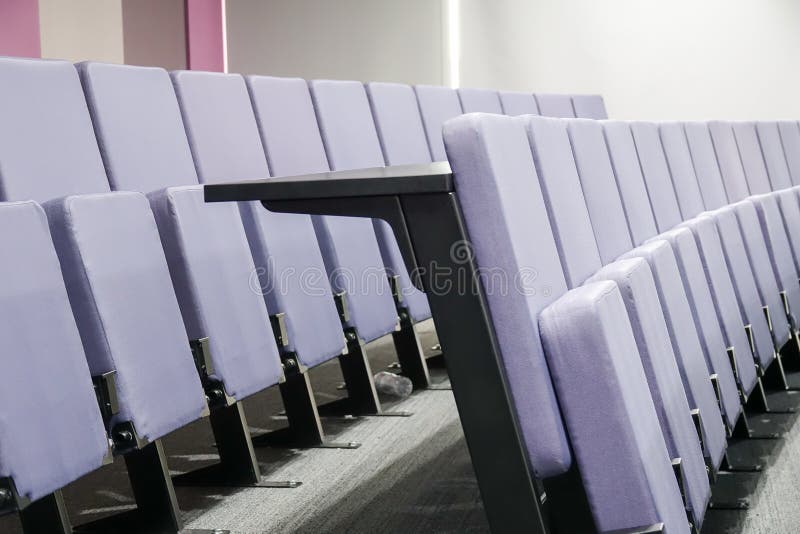 Lecture Hall with Grey Chairs in University. Stock Image - Image of ...