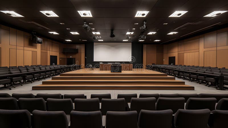 A Lecture Hall with a Stage and a Large Screen Behind it Created with ...