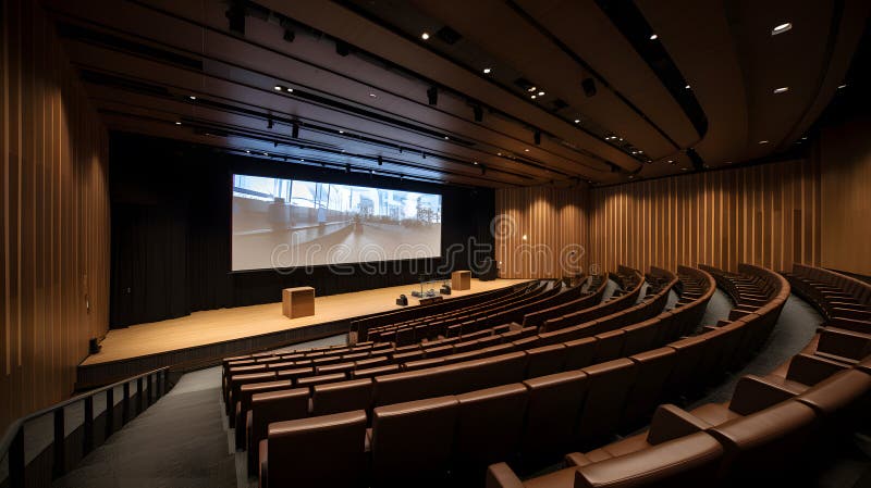 A Lecture Hall with a Stage and a Large Screen Behind it Two Created ...