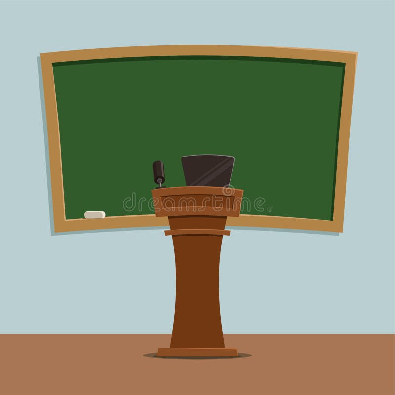 Lecture Hall. Vector Illustration with Rostrum and Blackboard Isolated ...