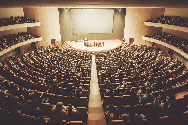 Lecture in a Large University Auditorium To a Group of Students Aerial View. AI Generated Stock ...