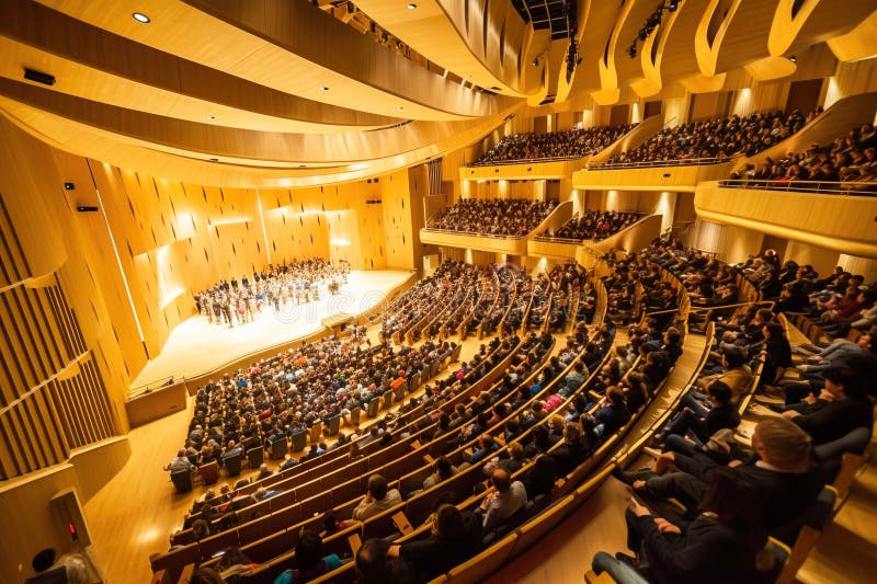 Lecture in a Large University Auditorium To a Group of Students Aerial ...