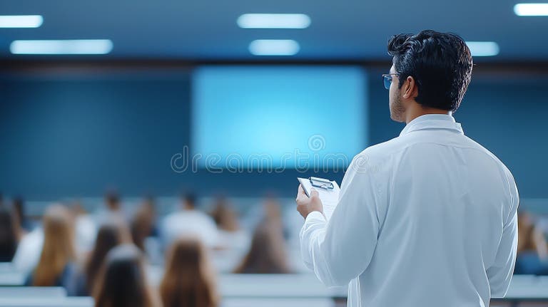 A Lecture in Progress at a University Featuring a Professor Addressing ...