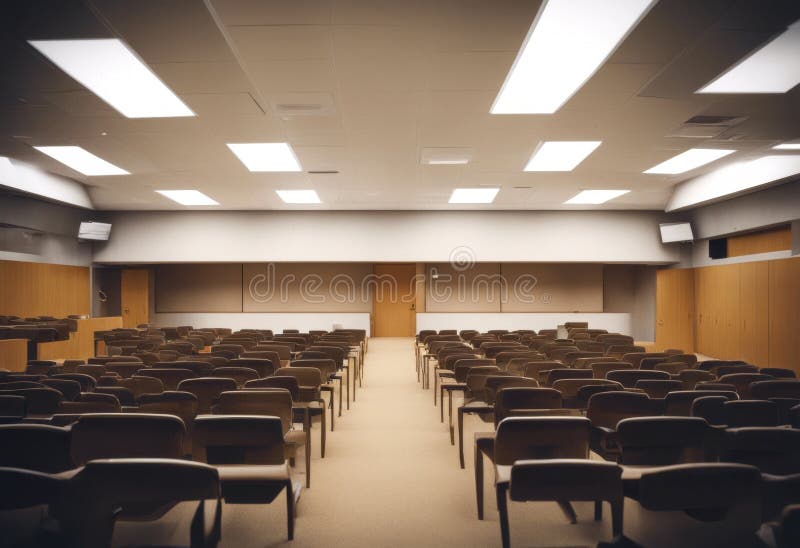 Lecture Room University Library Grey Blue Desk Chair Screen Panorama ...