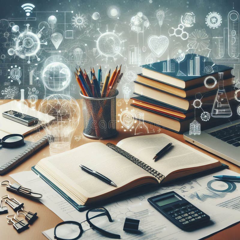 Lecture Study S Systematically Arranged on Desk a Desk with an O Stock ...