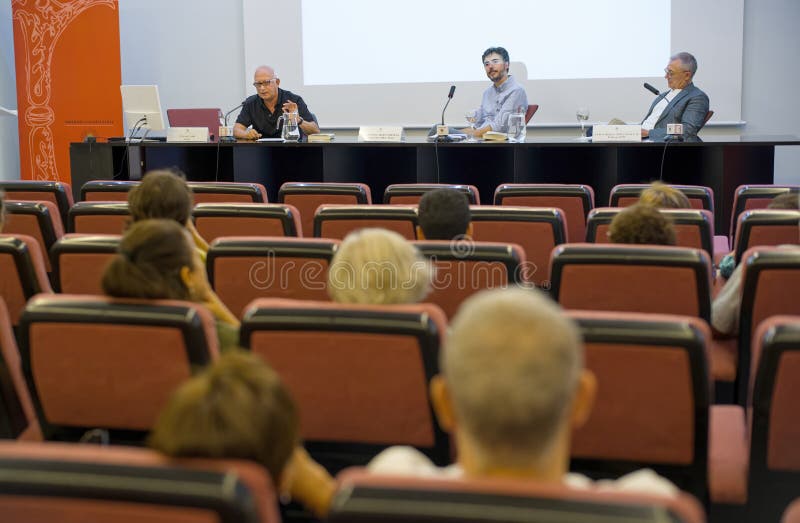 Lecture by Three University Professors. Editorial Image - Image of room ...