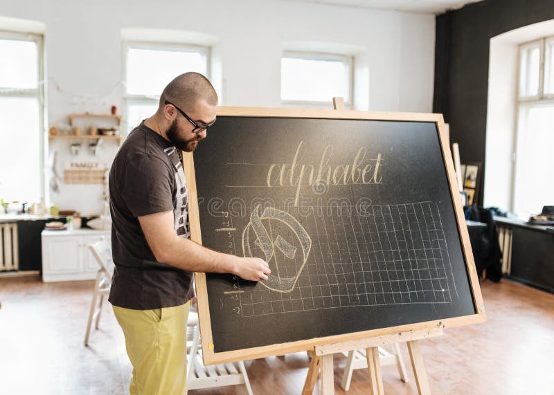 Lecture and Training in Calligraphy Office for a Group of People Stock ...