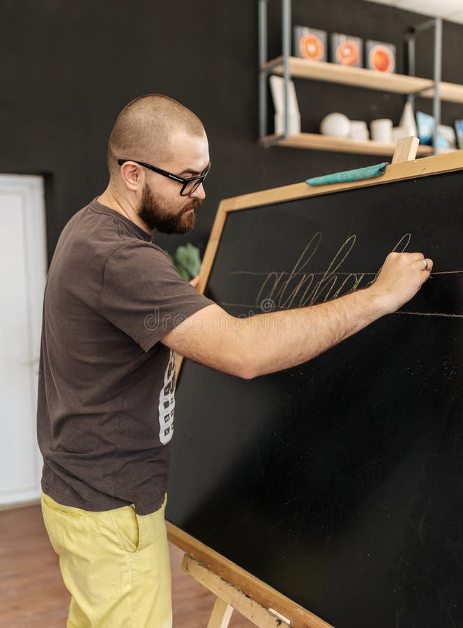 Lecture and Training in Calligraphy Office for a Group of People Stock ...