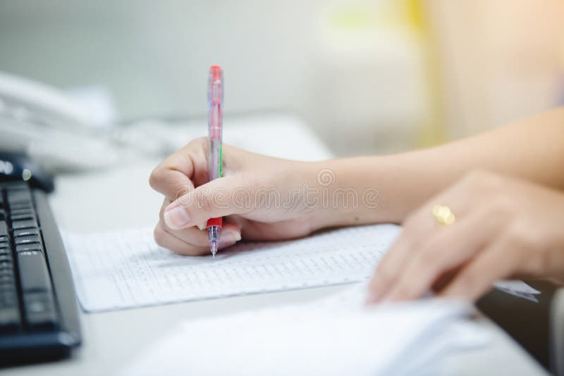 Lecture or Writing on Computer Paper Stock Image - Image of application ...