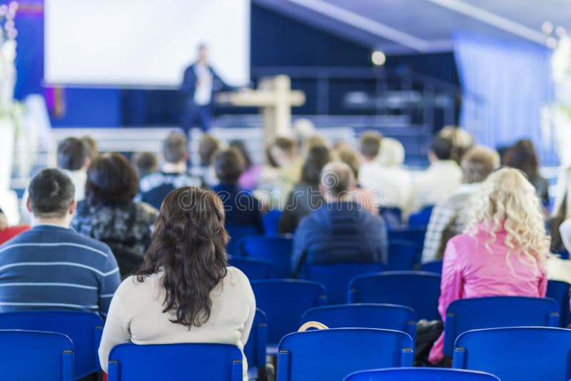 Lecturer Speaking in Front of the Large Group of People Editorial Stock ...