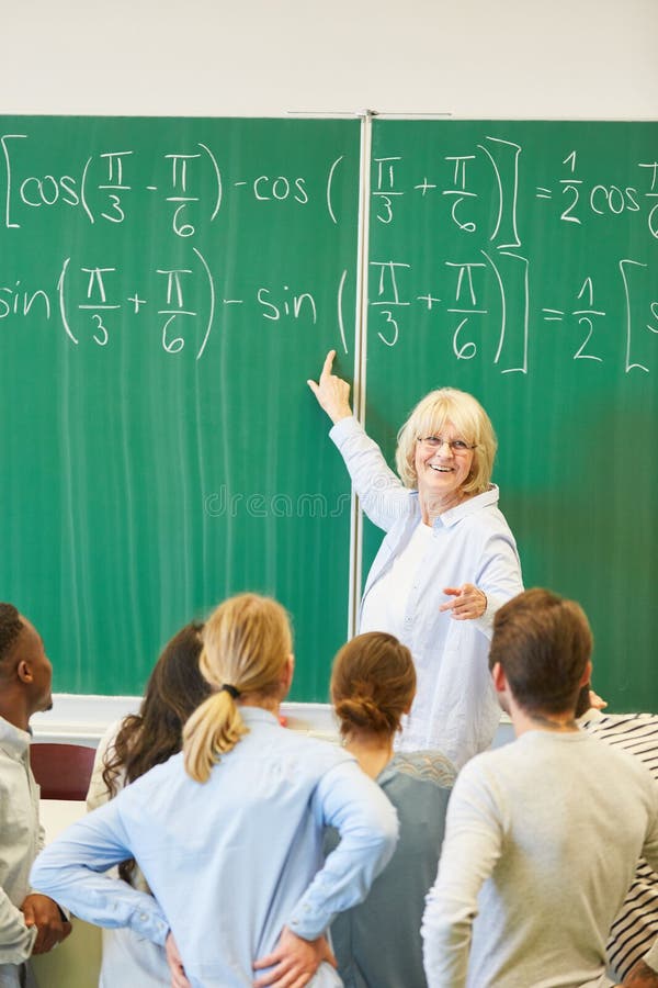 Lecturer Teaches Math To Students Stock Image - Image of explain, class ...
